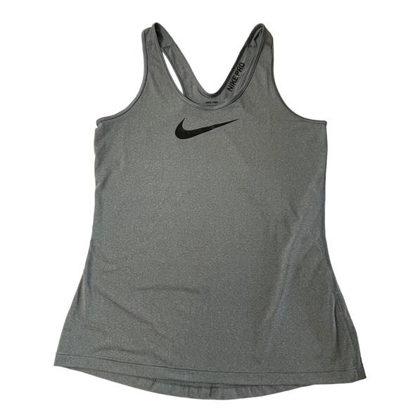 Nike | Tops | Nike Pro Womens Tank Workout Exercise Walk Run Bike Gray With Black Swoosh | Poshmark
